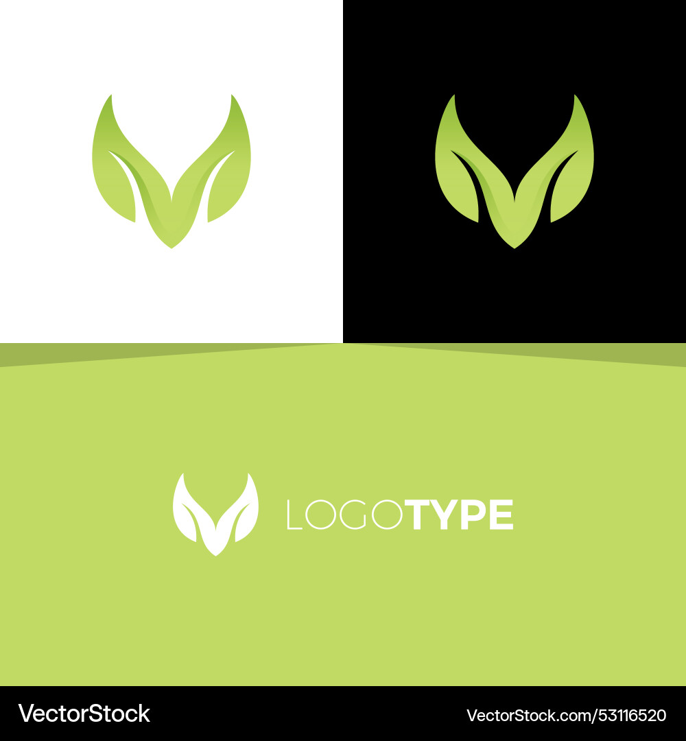 Vm leaf logo letter v nature icon Royalty Free Vector Image