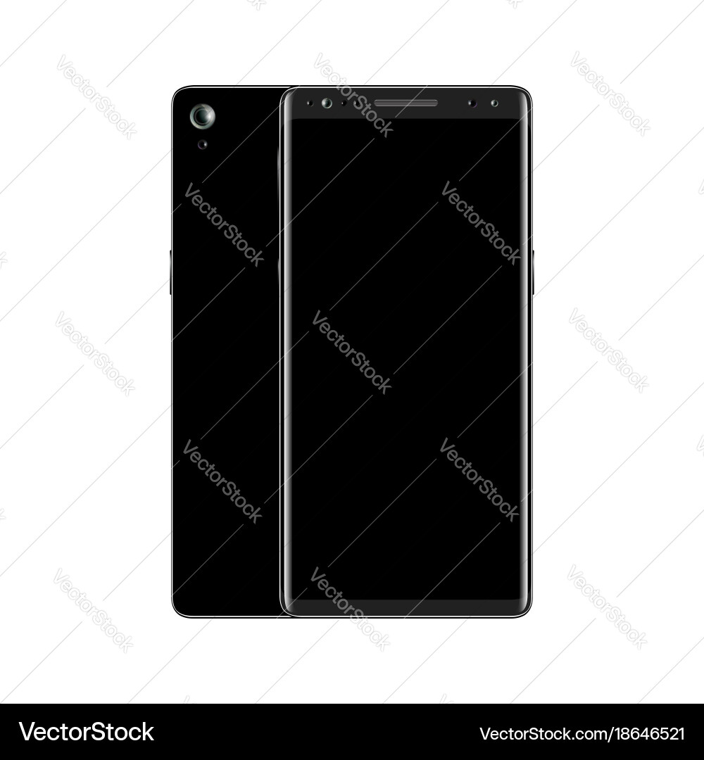 Black smartphone front and back view Royalty Free Vector