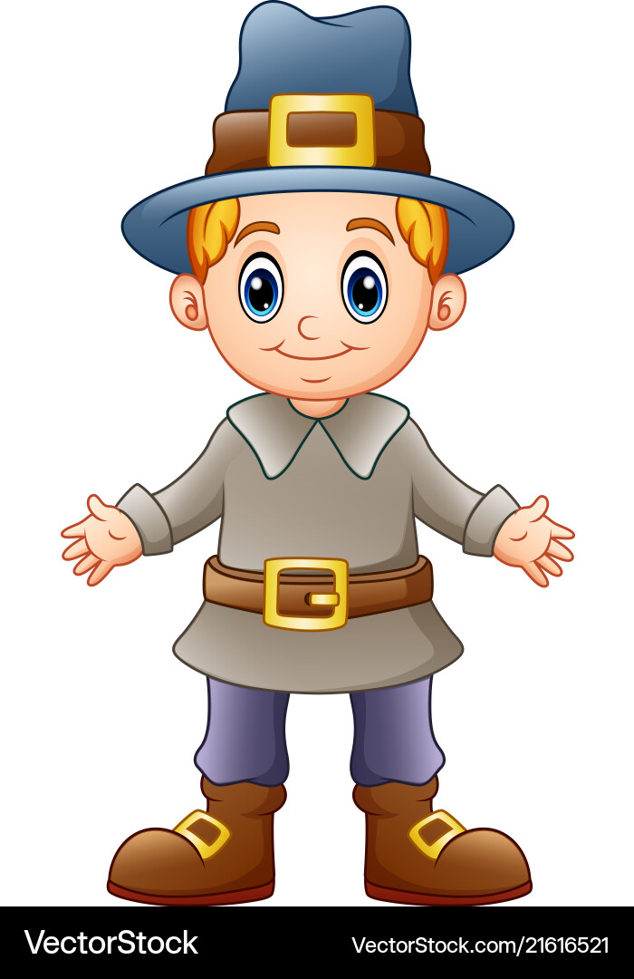 Cartoon boy pilgrim Royalty Free Vector Image - VectorStock
