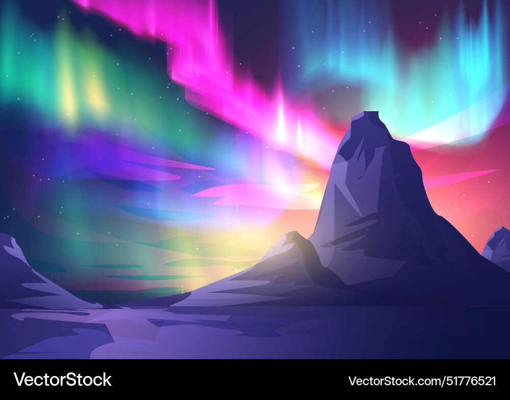 Colorful aurora borealis lights effect arctic Vector Image