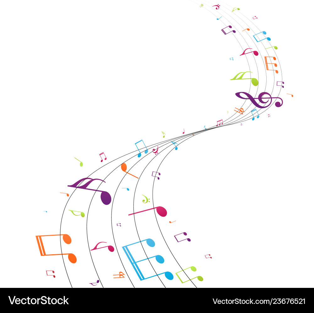 Colorful music notes background Royalty Free Vector Image
