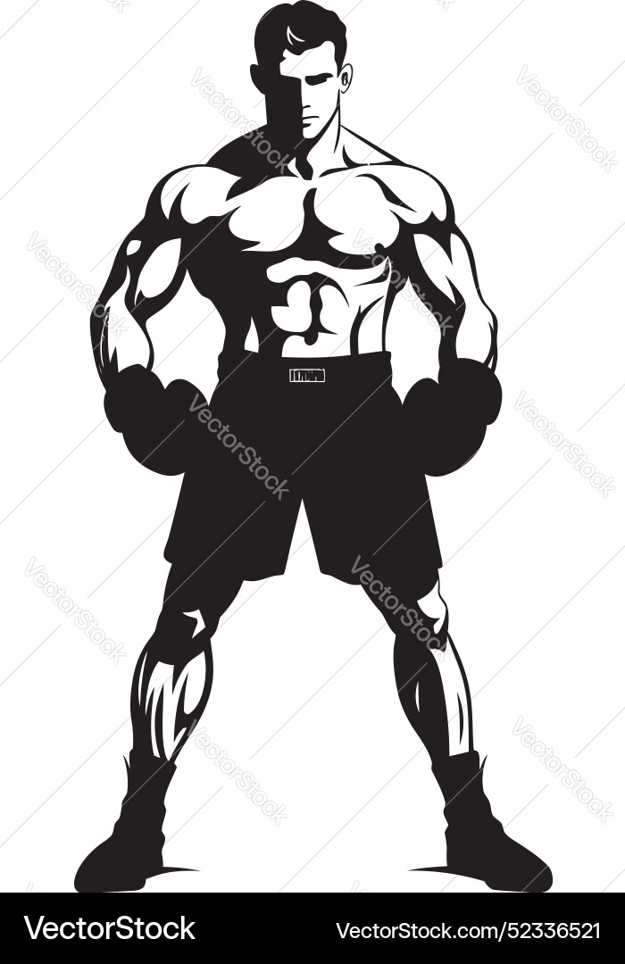 Fighter force cartoon boxer silhouette boxing Vector Image
