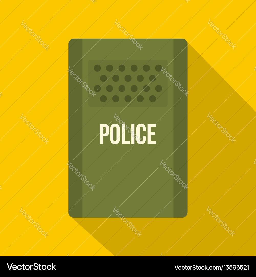 Green police riot shield icon flat style Vector Image