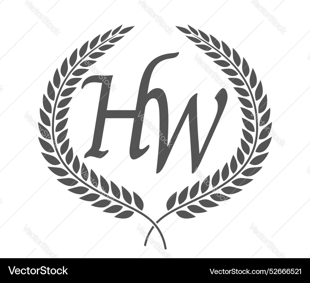 Initial letter h and w hw monogram logo design Vector Image