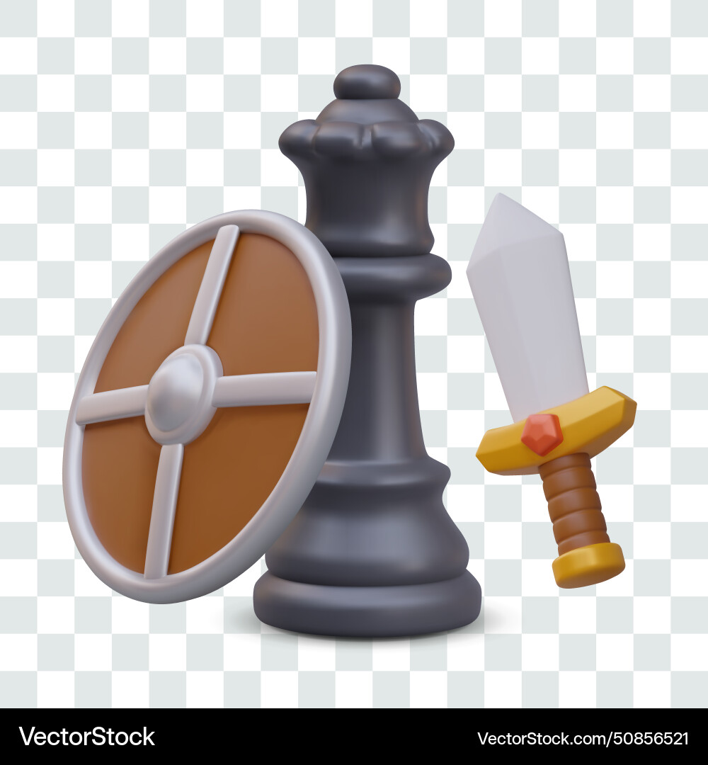 Realistic chess queen with shield and sword Vector Image