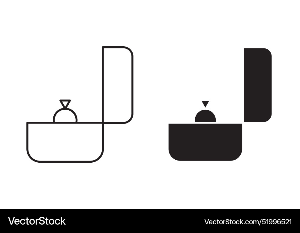Ring box outline icon collection or set Royalty Free Vector