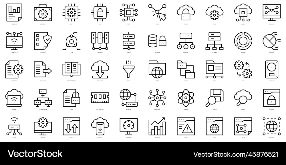 Set of thin line big data icons Royalty Free Vector Image