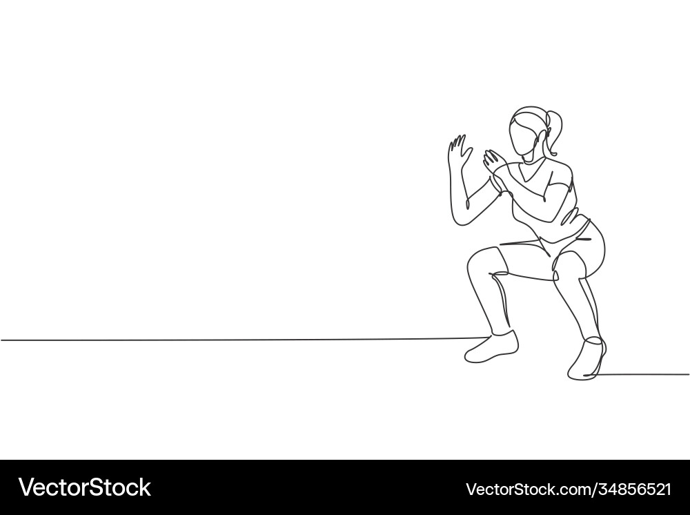 Single Line Woman Squat Royalty Free Vector Image