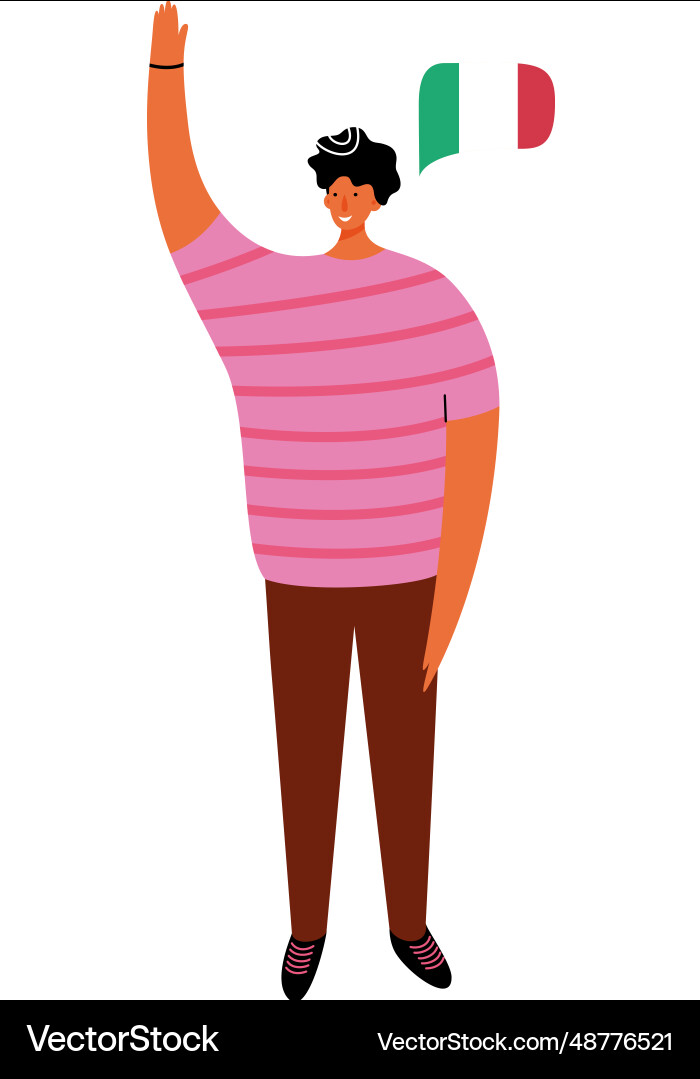 Young smiling man speaking italian language speech