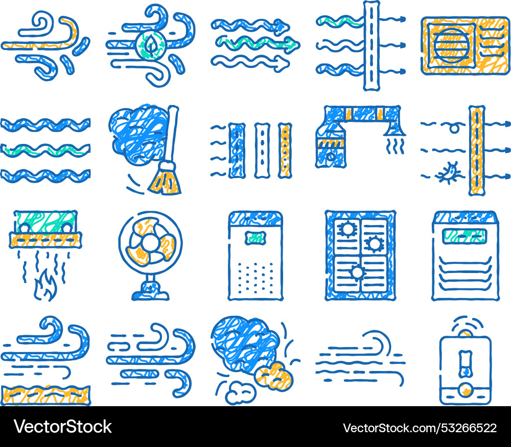 Air clean flow freash wind filter icon hand drawn Vector Image
