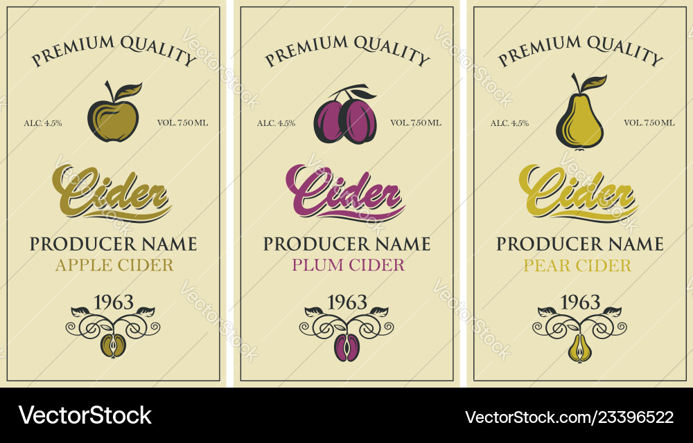 Cider labels set Royalty Free Vector Image - VectorStock