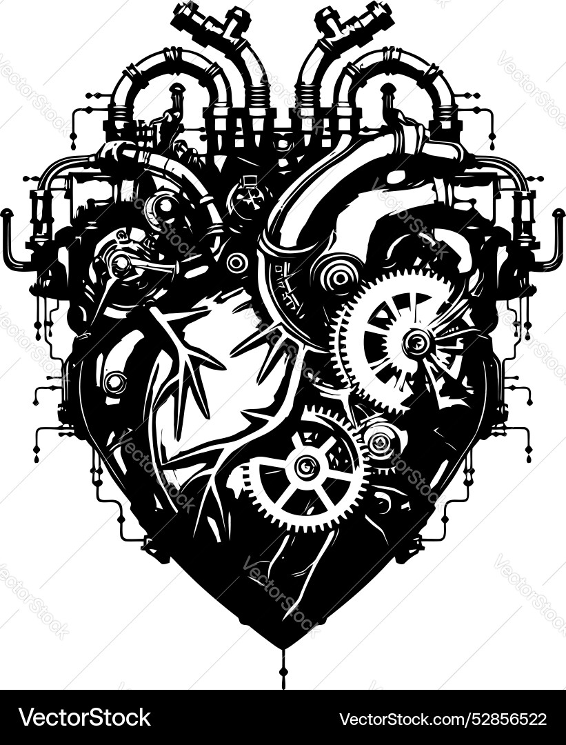 Clockwork connection steampunk heart icon steam Vector Image