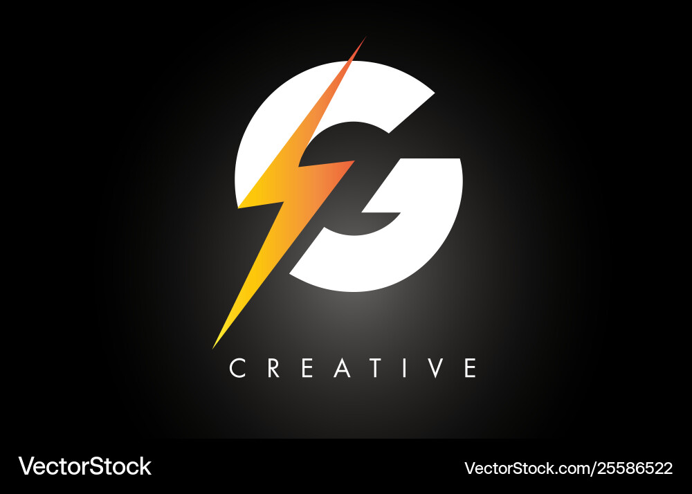 G letter logo design with lighting thunder bolt Vector Image