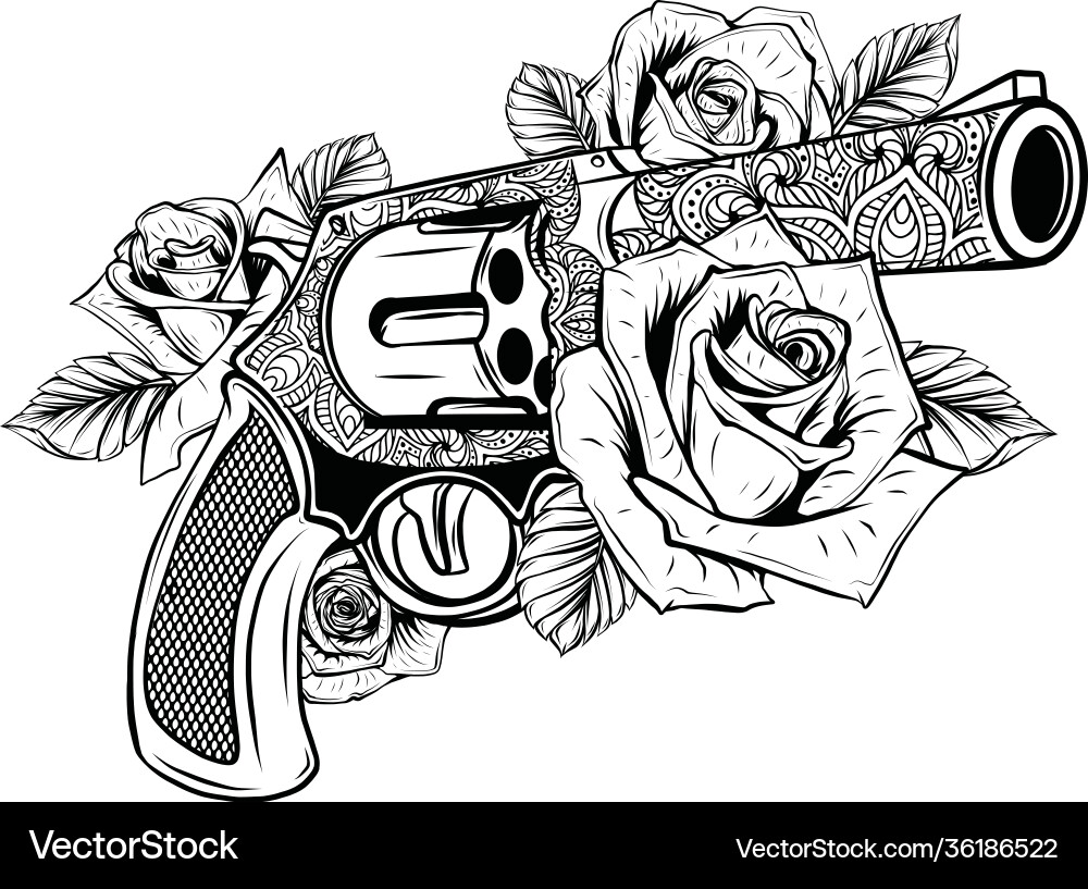 Drawings Of Guns And Roses