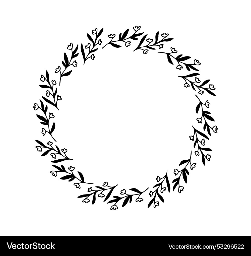 Hand drawn floral spring wreath isolated white Vector Image