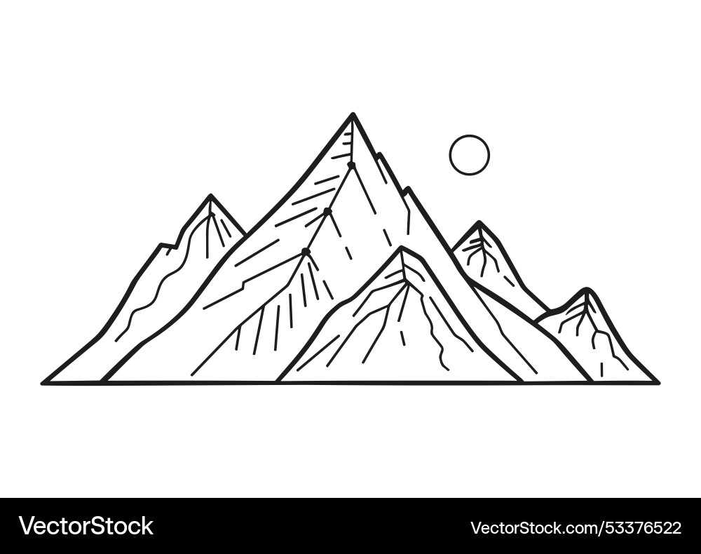 Line art mountain icon style Royalty Free Vector Image