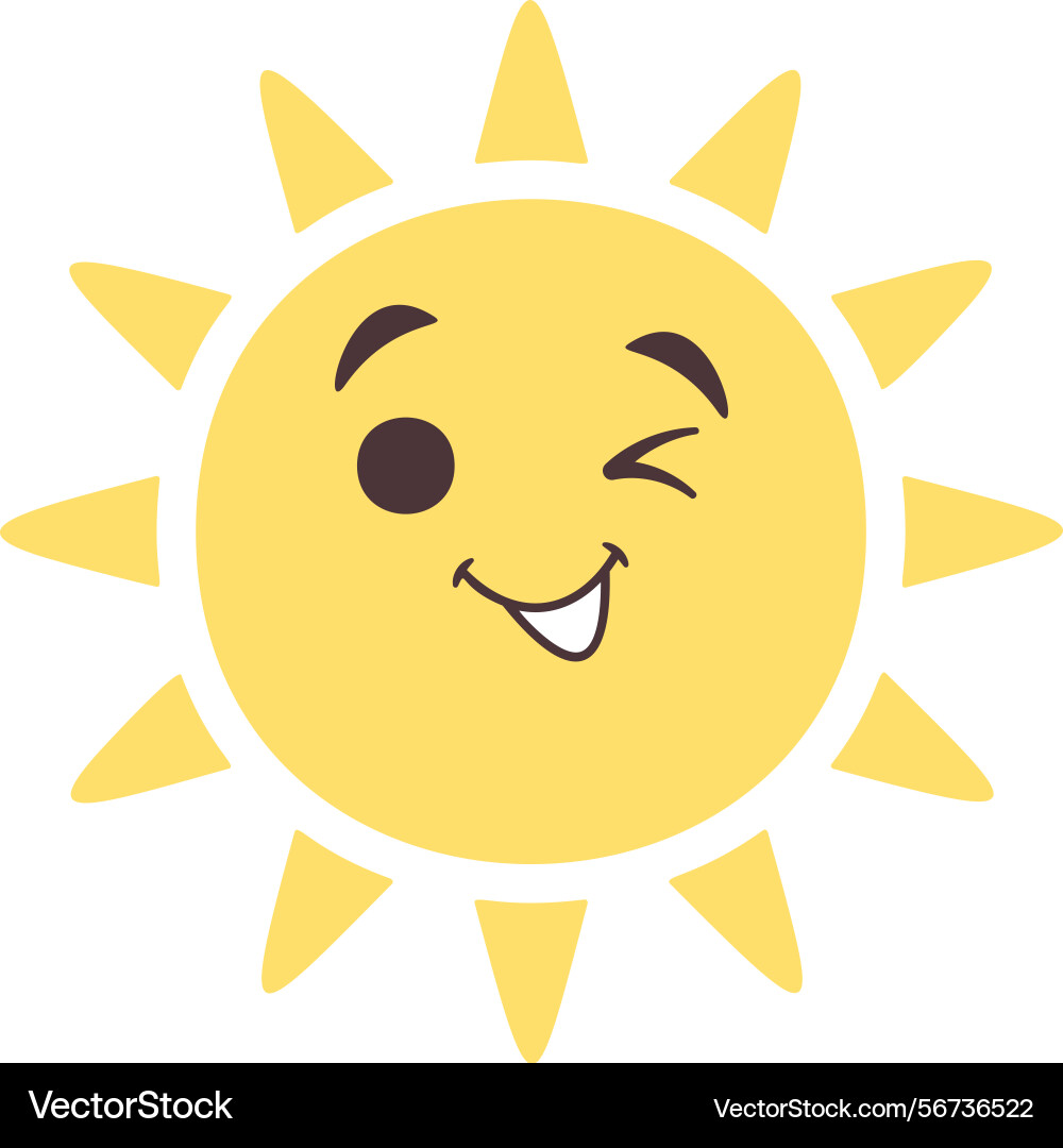 Positive sun winking cartoon character Royalty Free Vector