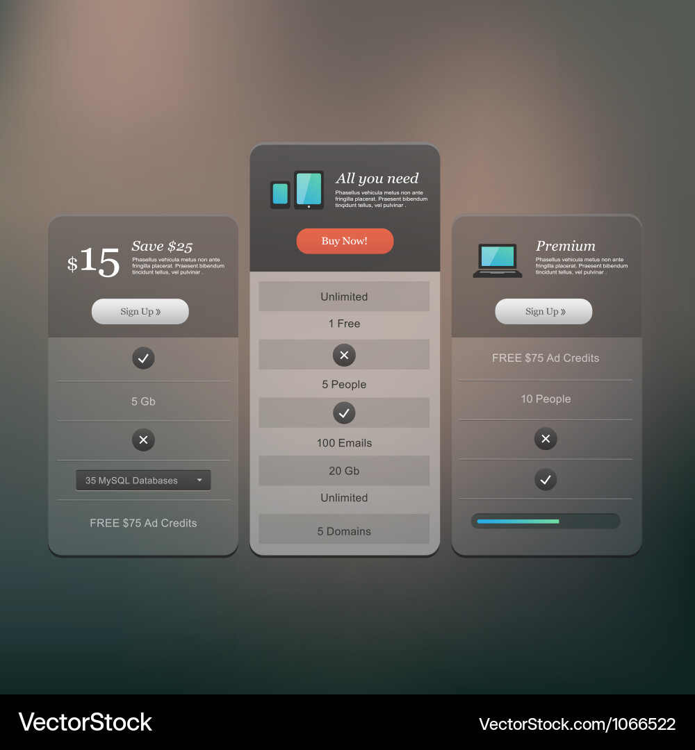 Price Table Template Royalty Free Vector Image