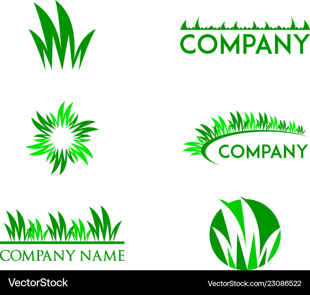 Set of grass logo design template Royalty Free Vector Image
