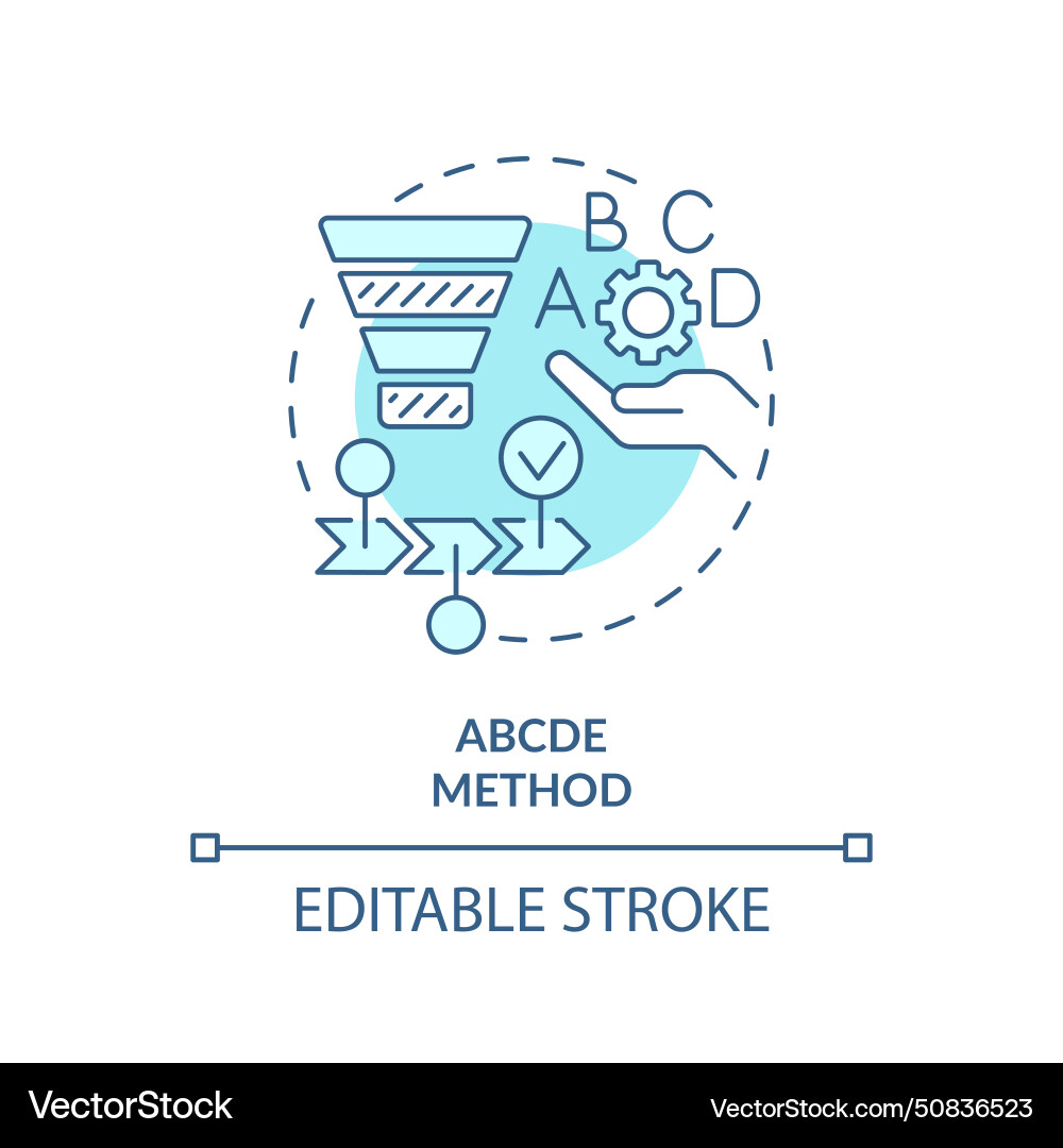 Abcde method soft blue concept icon Royalty Free Vector