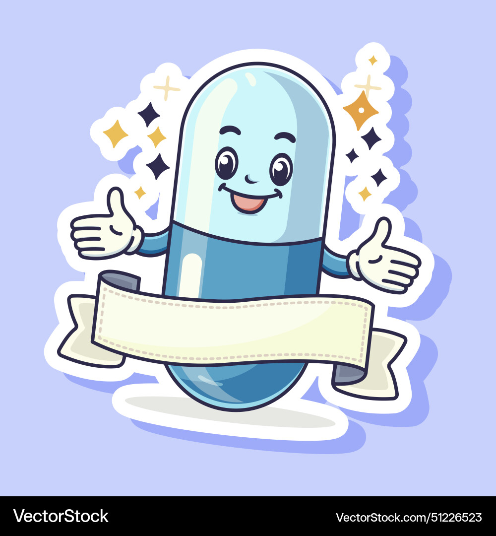 Animated capsule character with thumbs up Vector Image