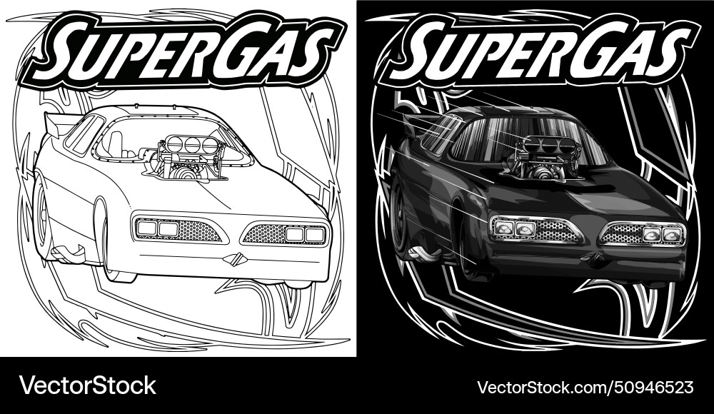 Black drag racing car with white strip Royalty Free Vector