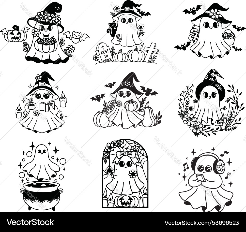 Cute Ghost Collection Royalty Free Vector Image