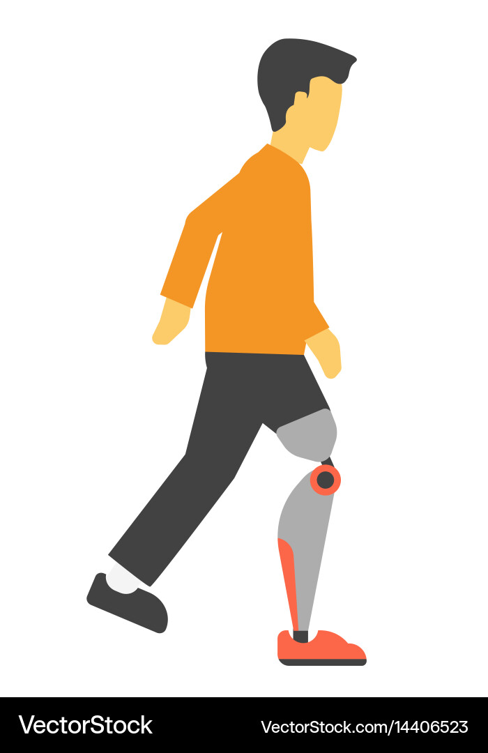 Disabled man with artificial leg Royalty Free Vector Image
