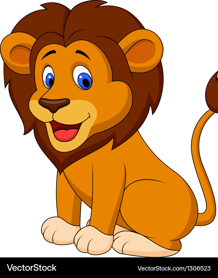 Funny lion cartoon Royalty Free Vector Image - VectorStock