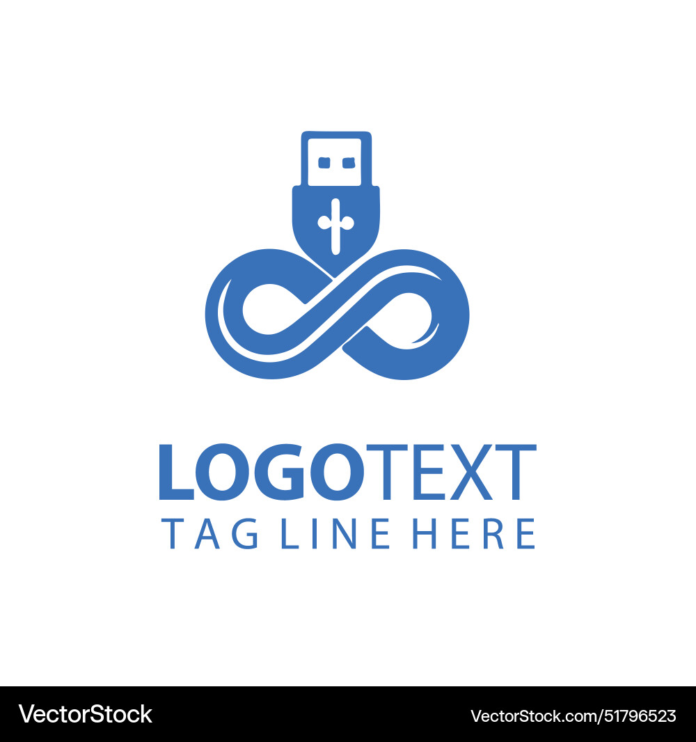 Infinity usb plug logo Royalty Free Vector Image