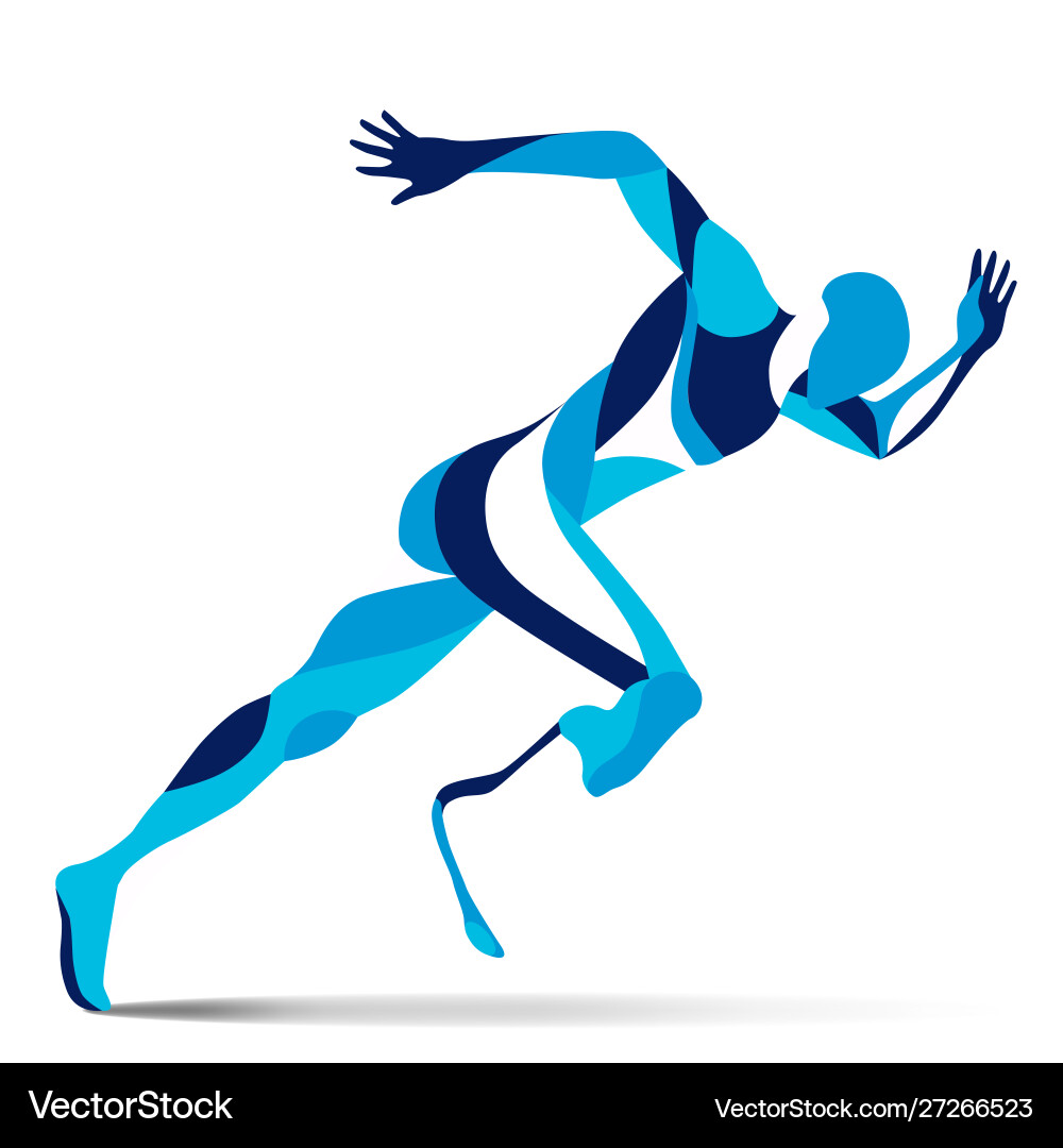 Trendy stylized movement paralympic running man Vector Image