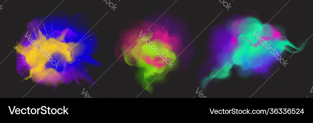 Colorful smoke flow and paint powder explosion Vector Image