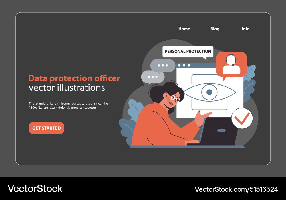 Data protection officer concept flat Royalty Free Vector