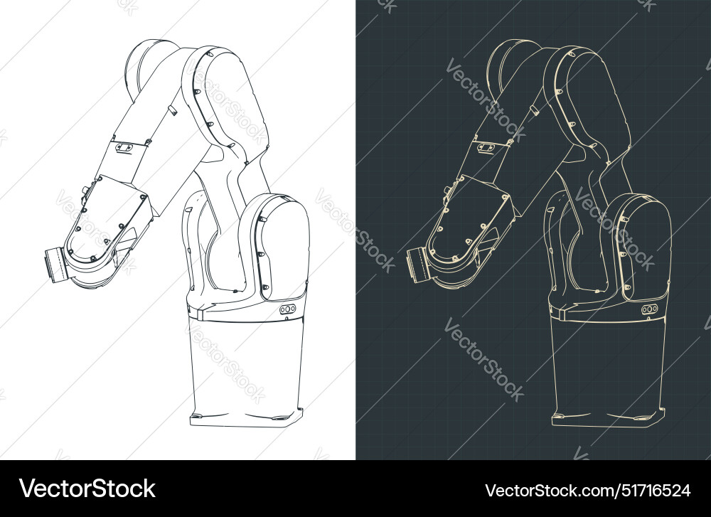 Industrial robot blueprints Royalty Free Vector Image