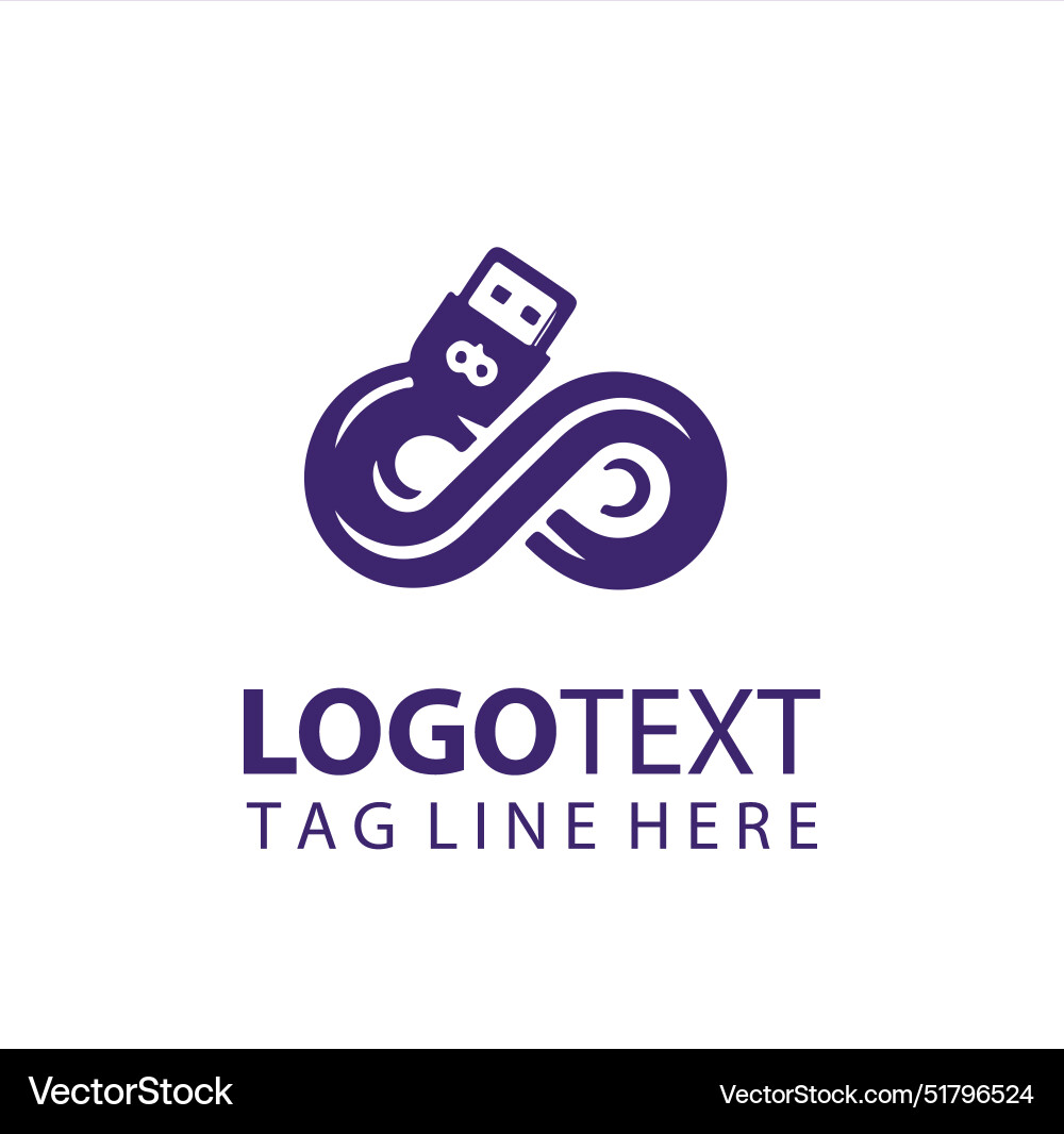 Infinity usb plug logo Royalty Free Vector Image