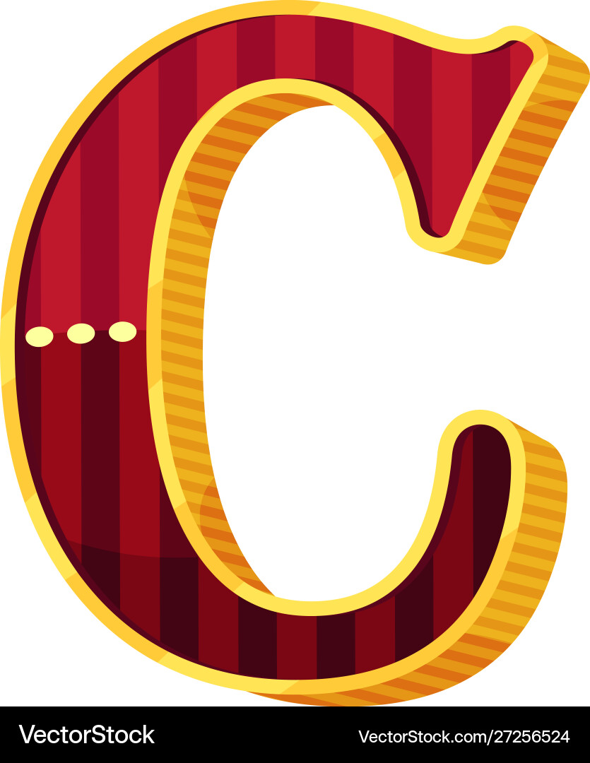 Letter c in circus style Royalty Free Vector Image