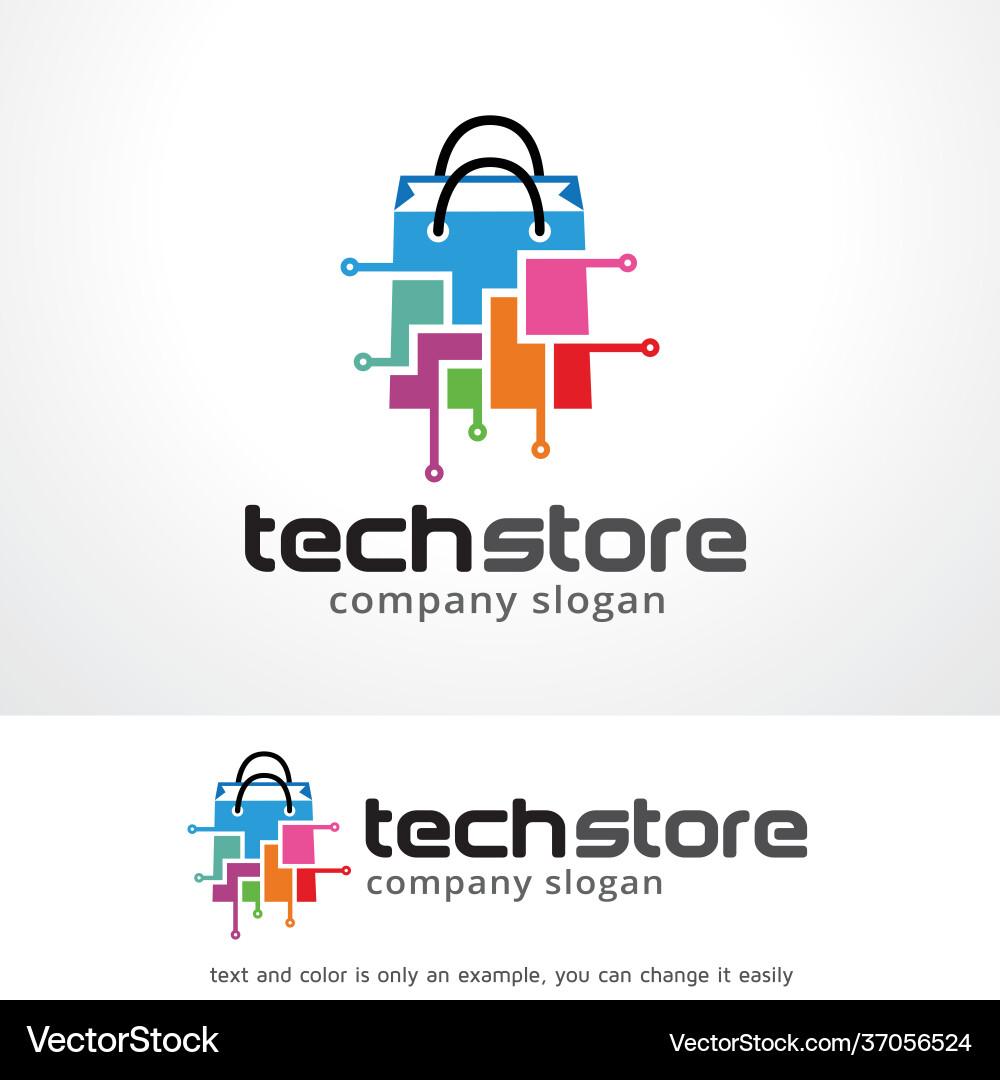 Tech store logo template design Royalty Free Vector Image