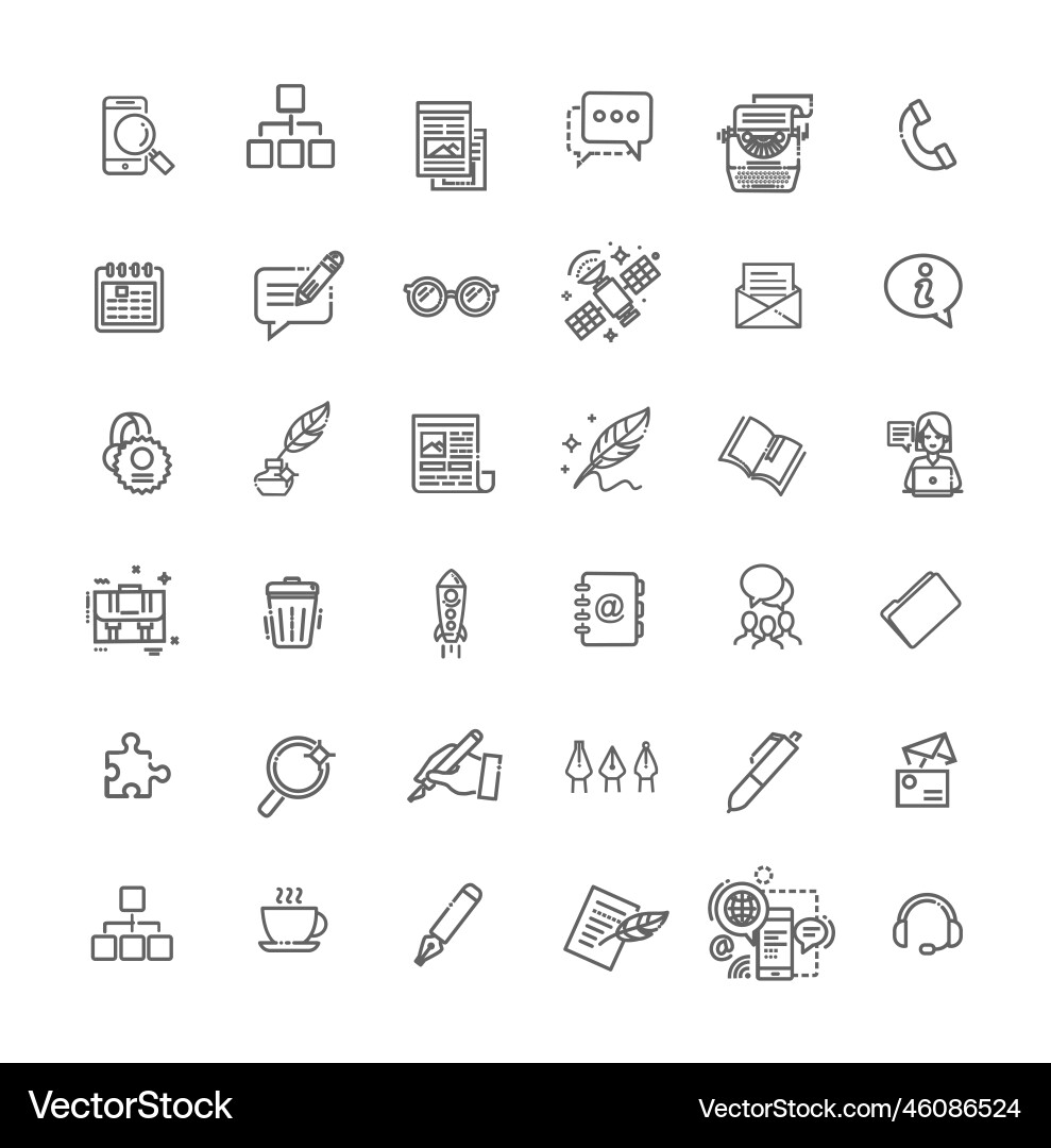 Thin line icons set for marketing Royalty Free Vector Image