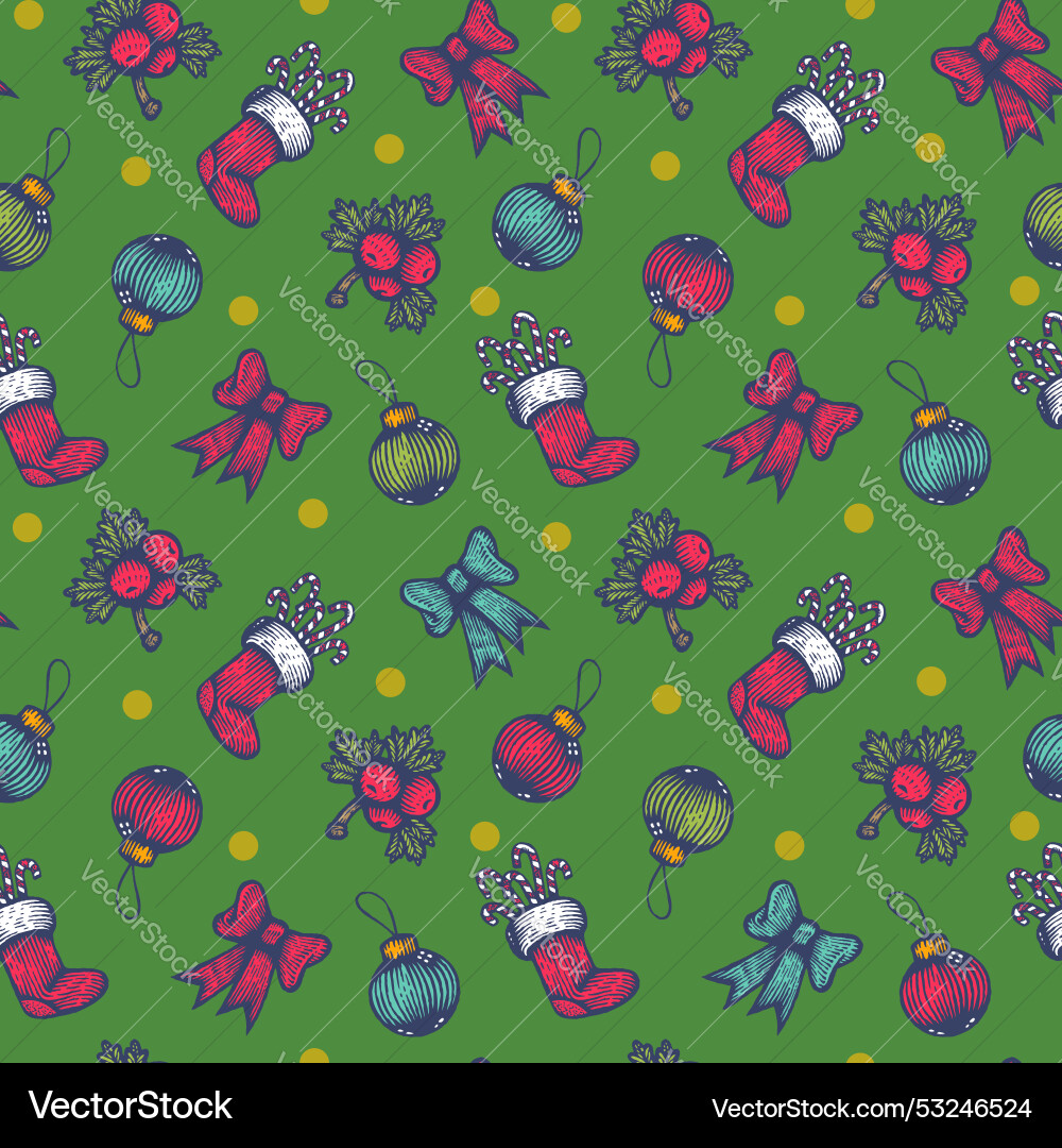 Vintage seamless christmas pattern Royalty Free Vector Image