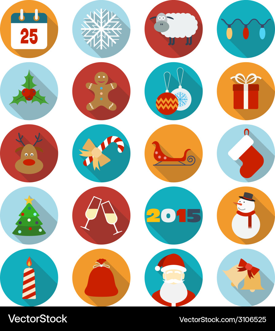 Christmas Flat Icon Set Royalty Free Vector Image