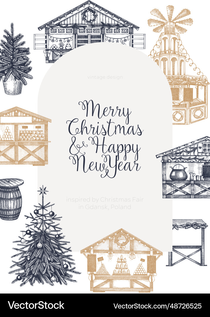 Christmas market frame design traditional Vector Image