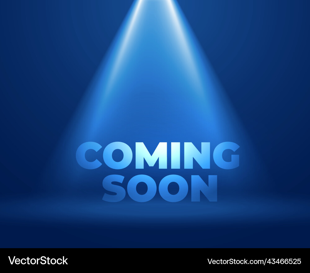 Coming soon blue background with studio focus Vector Image