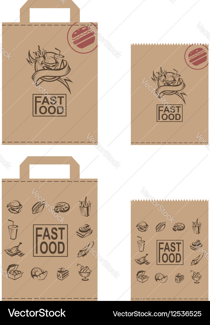 Fast food packages set Royalty Free Vector Image