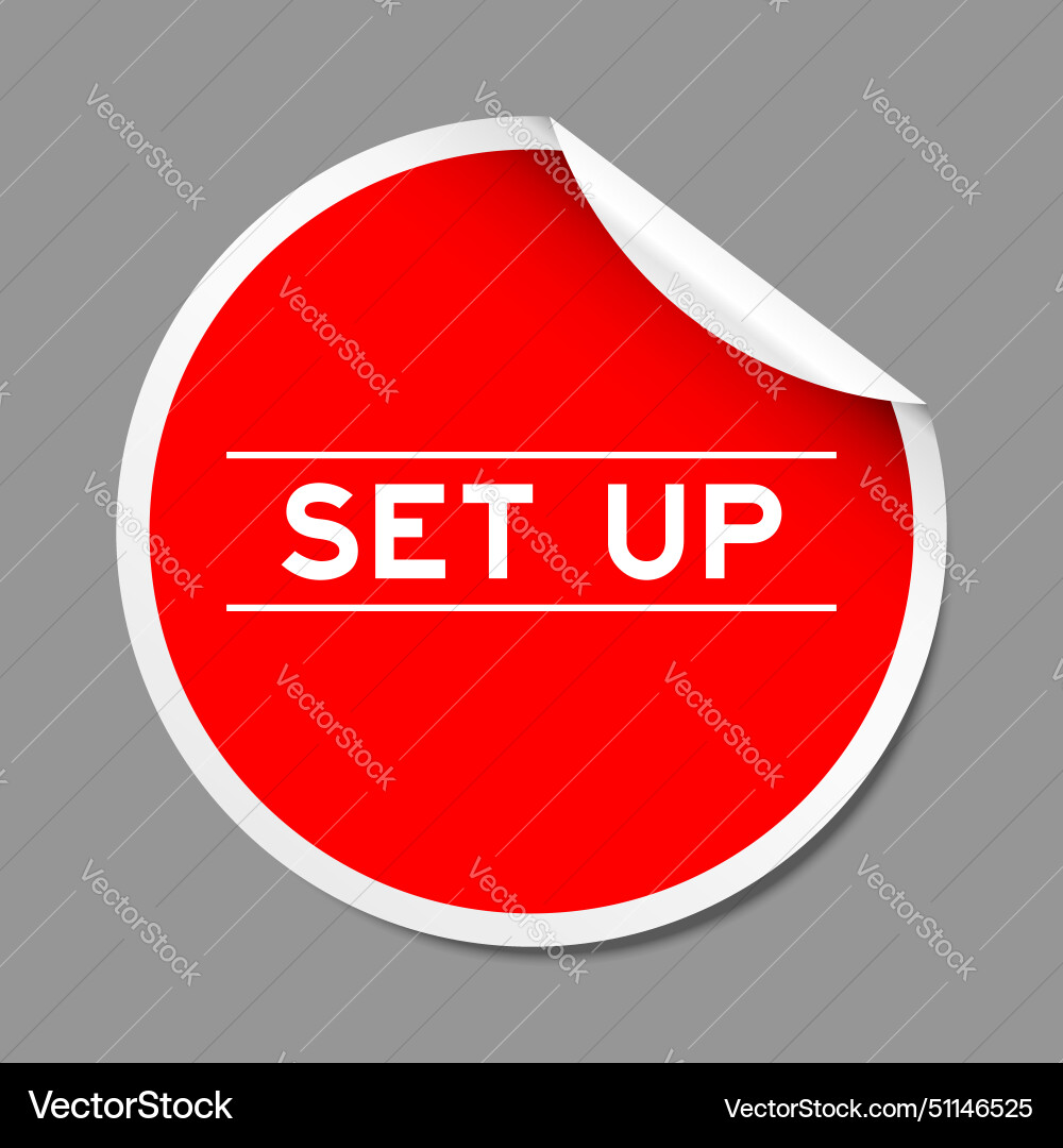 Red color peel sticker label with word set up Vector Image
