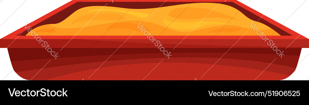 Red plastic sandbox full of sand waiting Vector Image