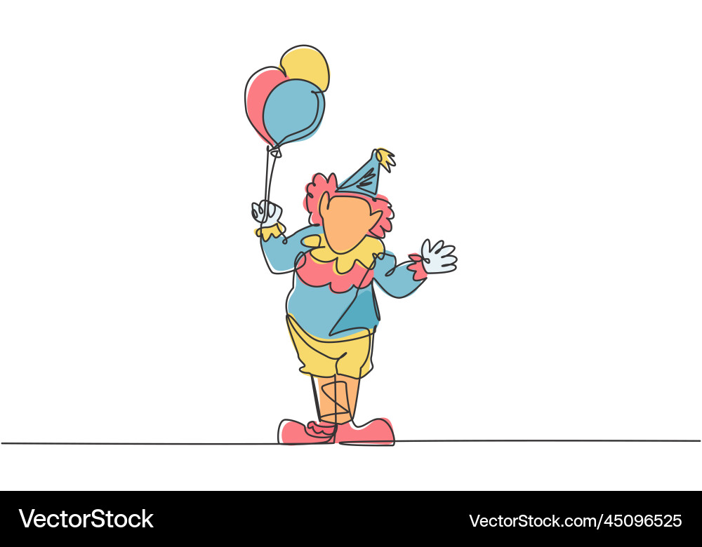 Single continuous line drawing the male clown Vector Image