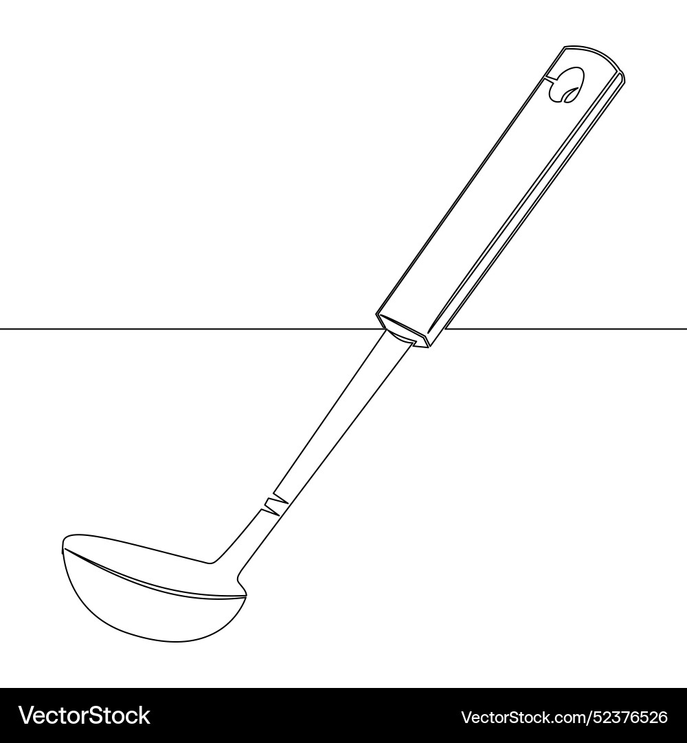 Continuous line kitchen ladle tools concept Vector Image