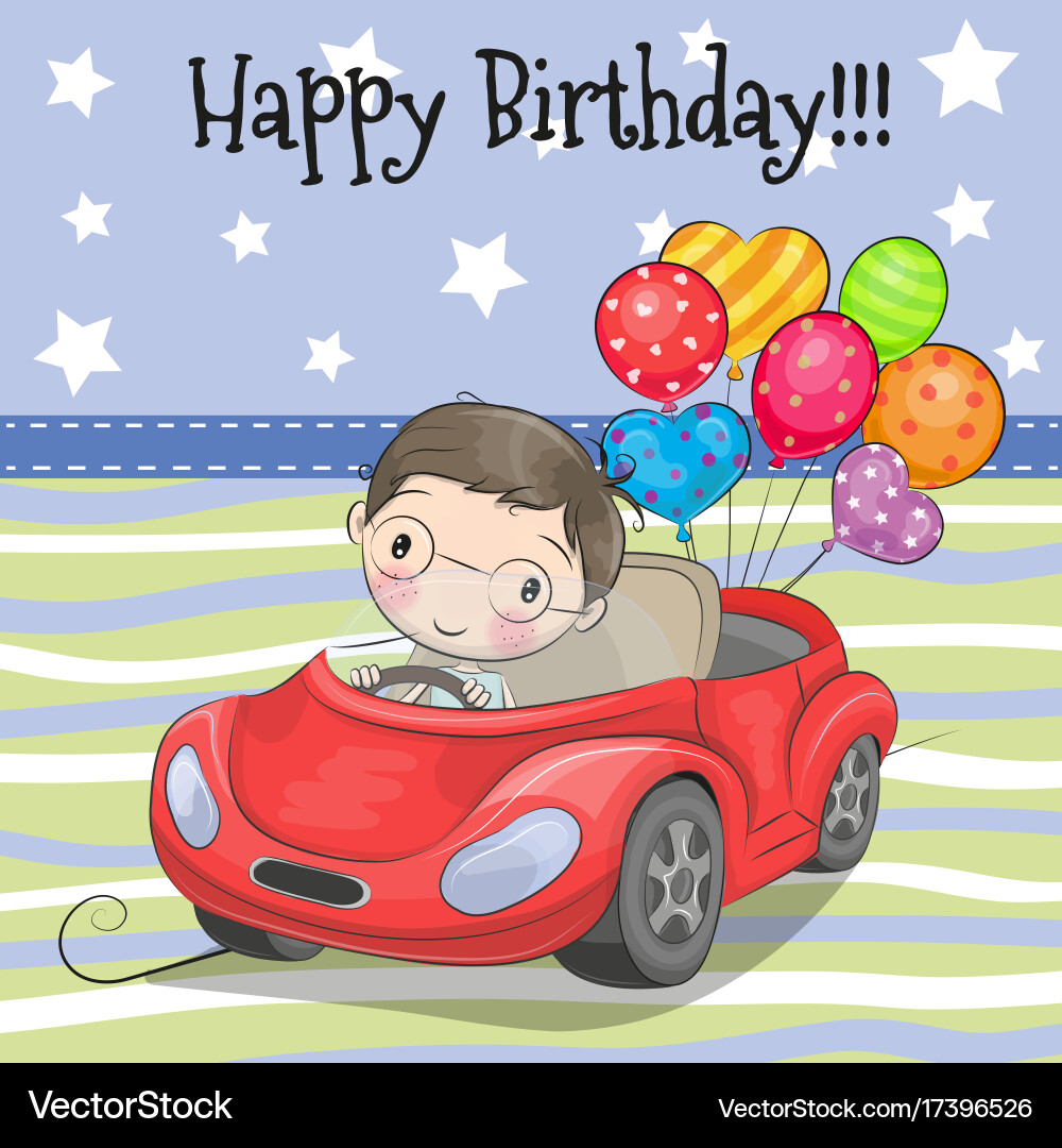 Cute cartoon boy with balloon Royalty Free Vector Image