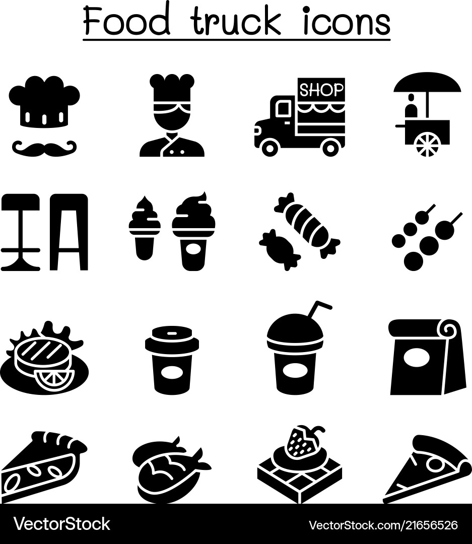 Food truck icon set Royalty Free Vector Image - VectorStock
