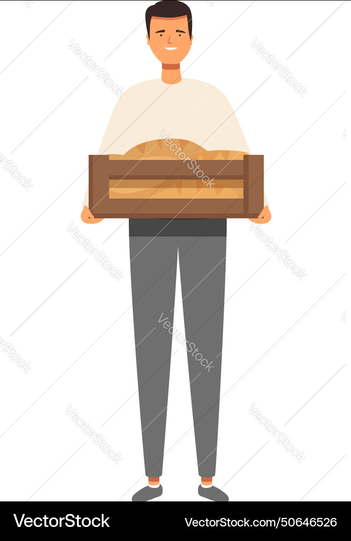 Happy man with fresh bread icon cartoon Royalty Free Vector